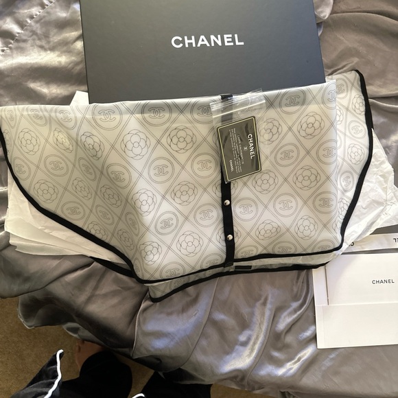 CHANEL | Bags | Rare Chanel Handbag Raincoat Cc Camellia Rain Cover ...